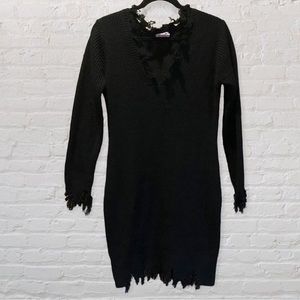 Madrag | Dresses | Nwot Madrag Black Distressed Sweater Dress Xl Form ...